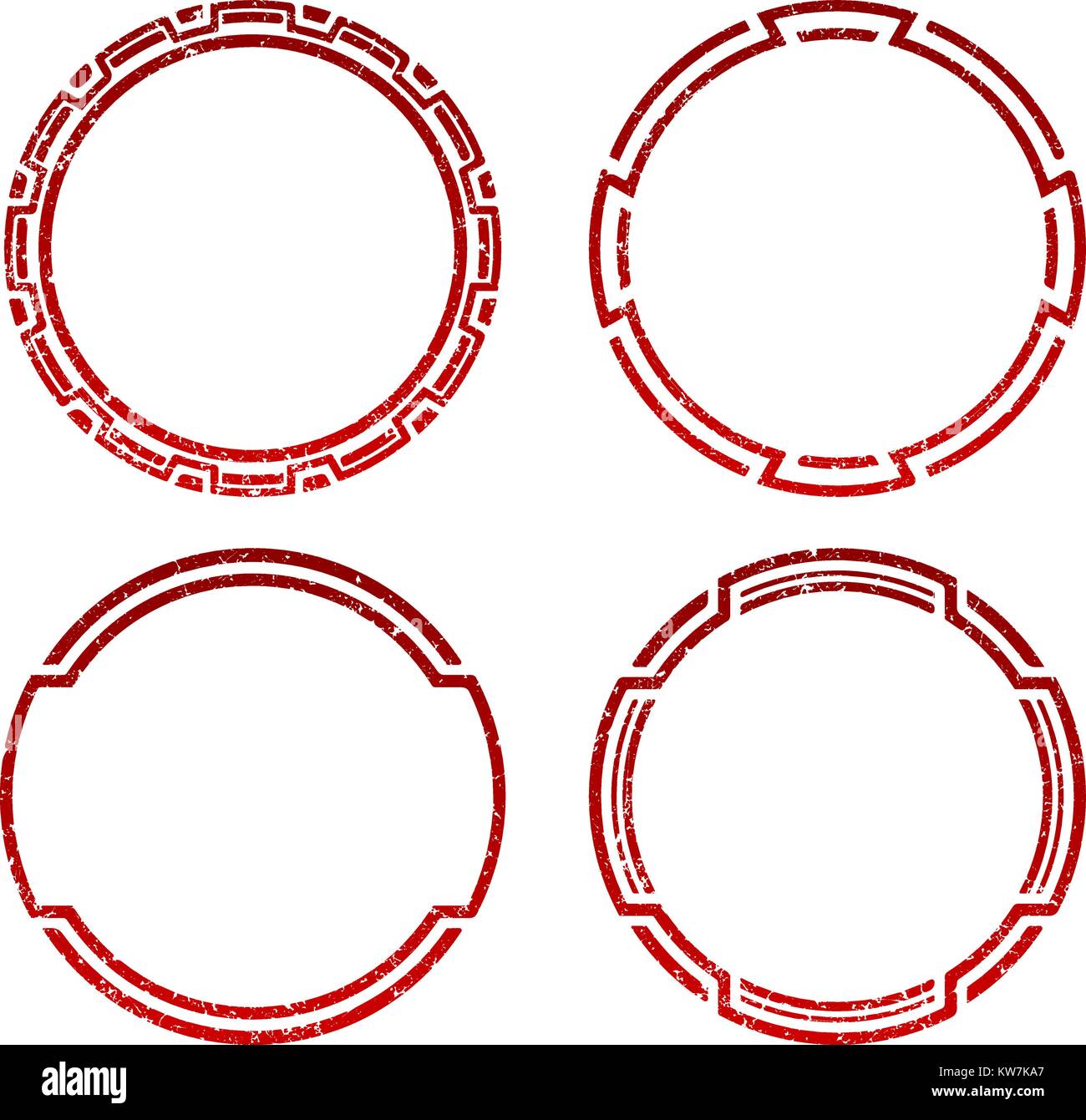 Set of four grunge red vector templates for rubber stamps Stock Vector ...