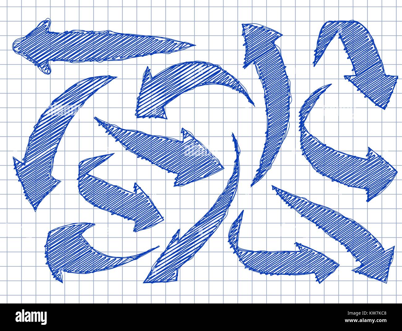 Pencil drawing symbols set in doodle style hi-res stock photography and ...