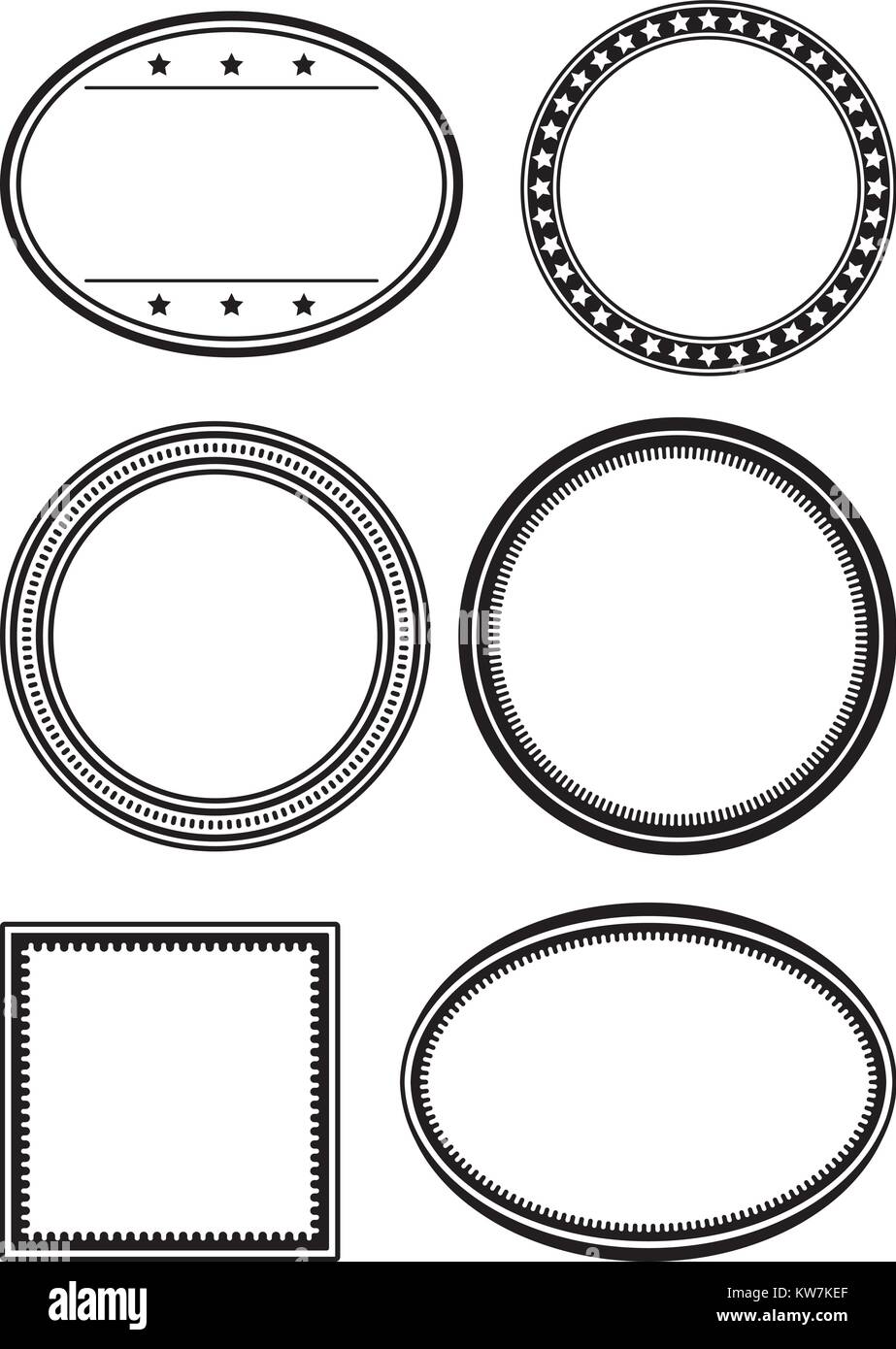 Set of 6 solid black templates for rubber stamps Stock Vector Image ...