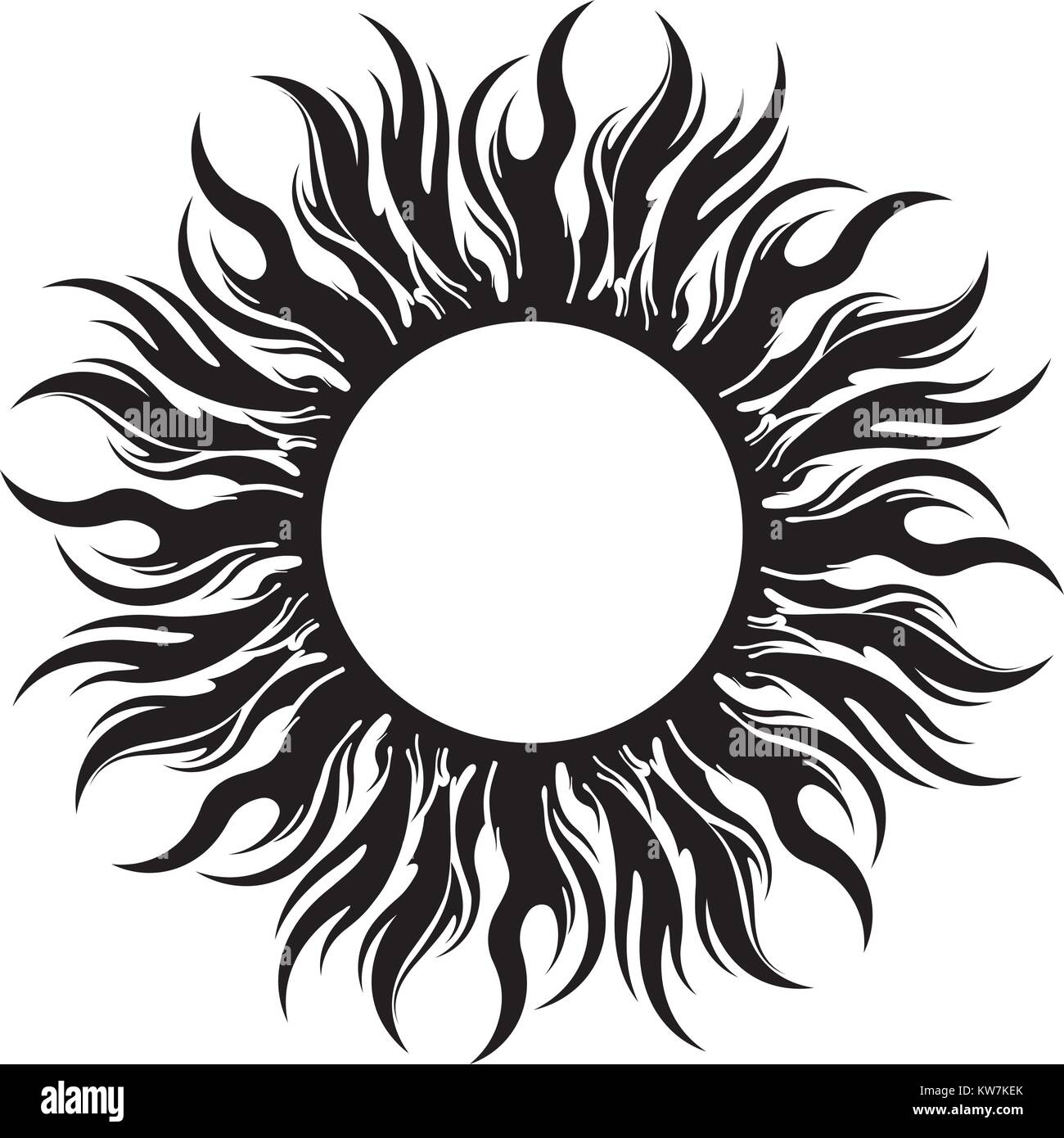 Decorative vector black sun symbol with long rays Stock Vector Image ...