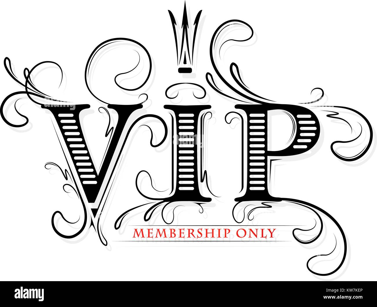 Rich decorated VIP membership only card with crown in black and red ...