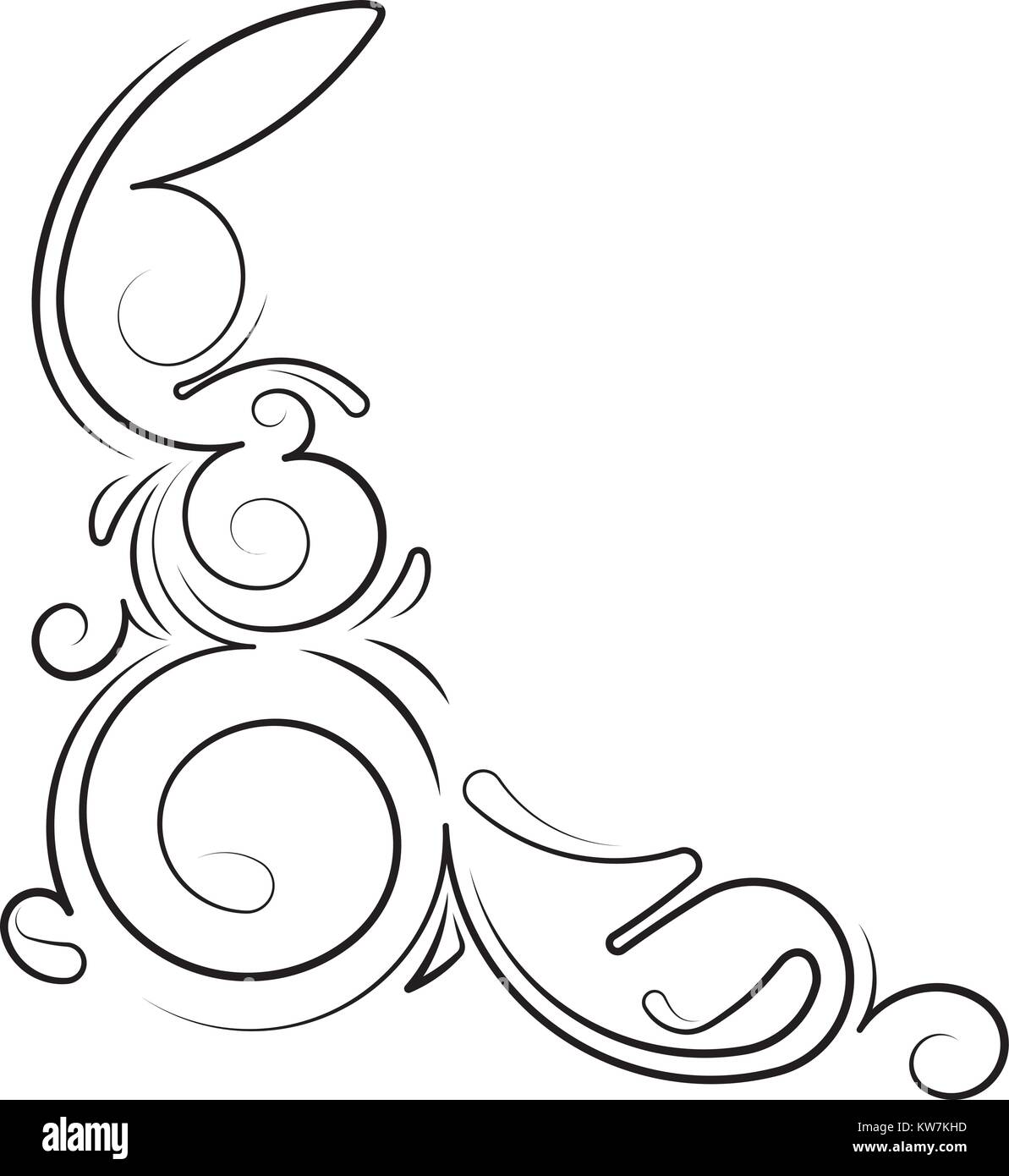 Ornamental floral corner with thin lines. Vector illustration for your ...