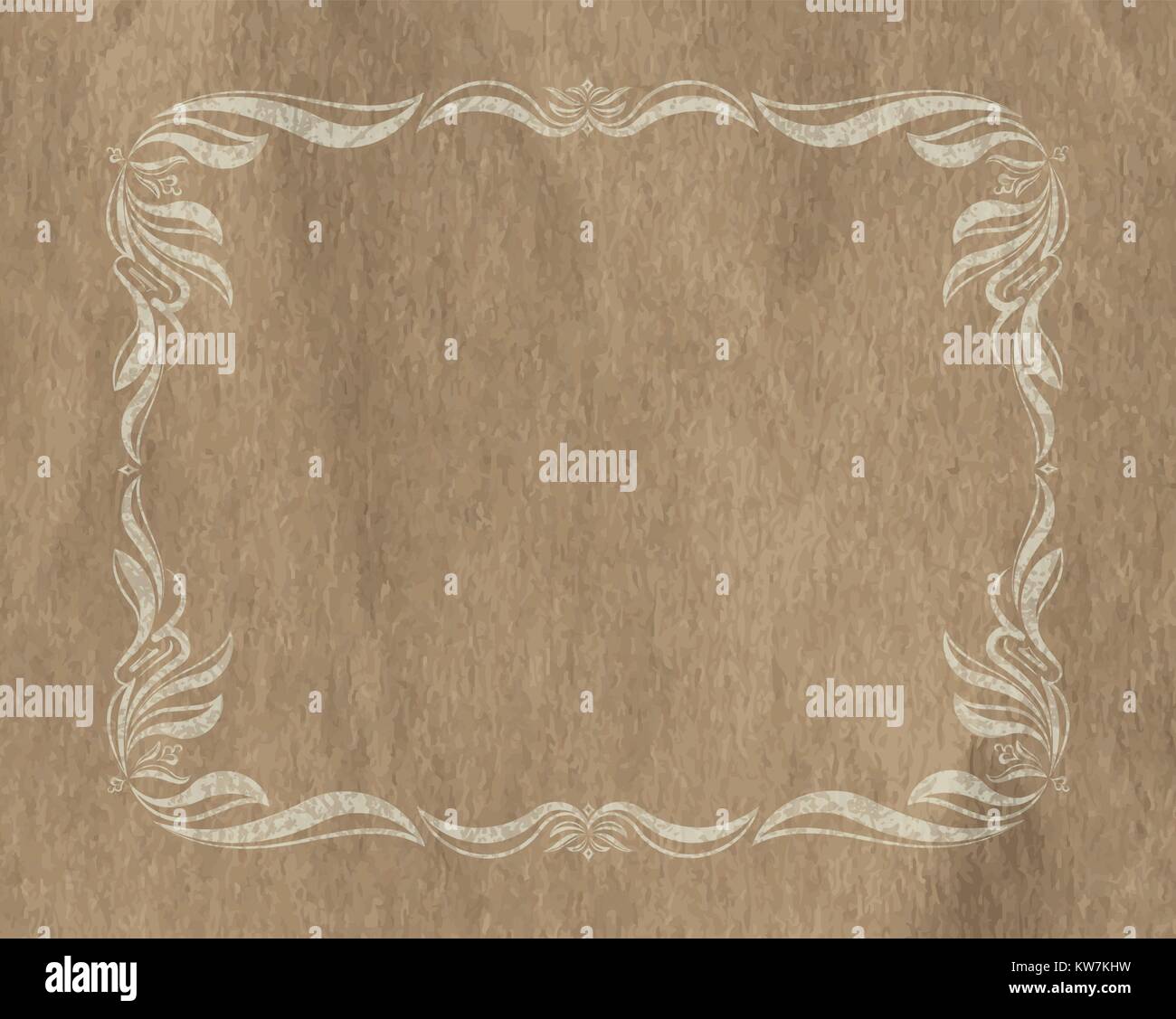 Old frame on aged paper with empty space for text. Retro vintage ...