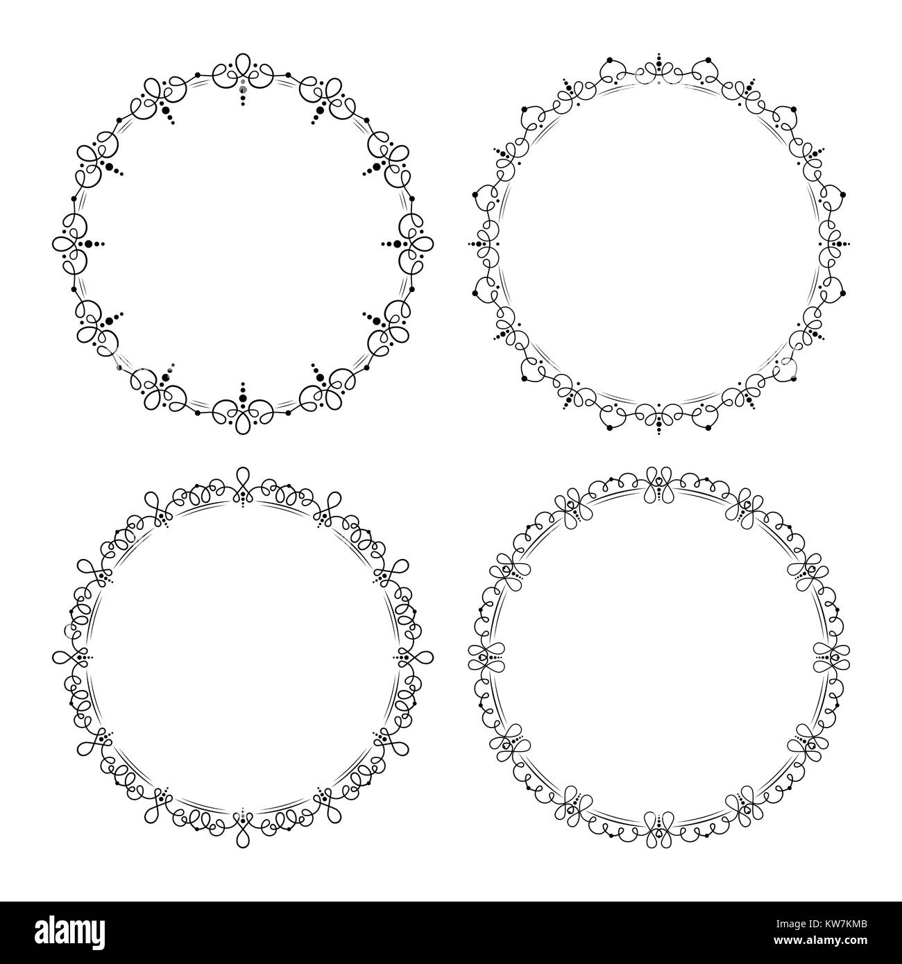 Set of 4 black round elegant decorative vector frames Stock Vector ...