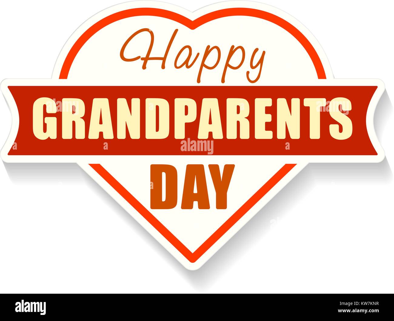 Happy Grandparents Day emblem with shape of heart and shadow. Colorful ...