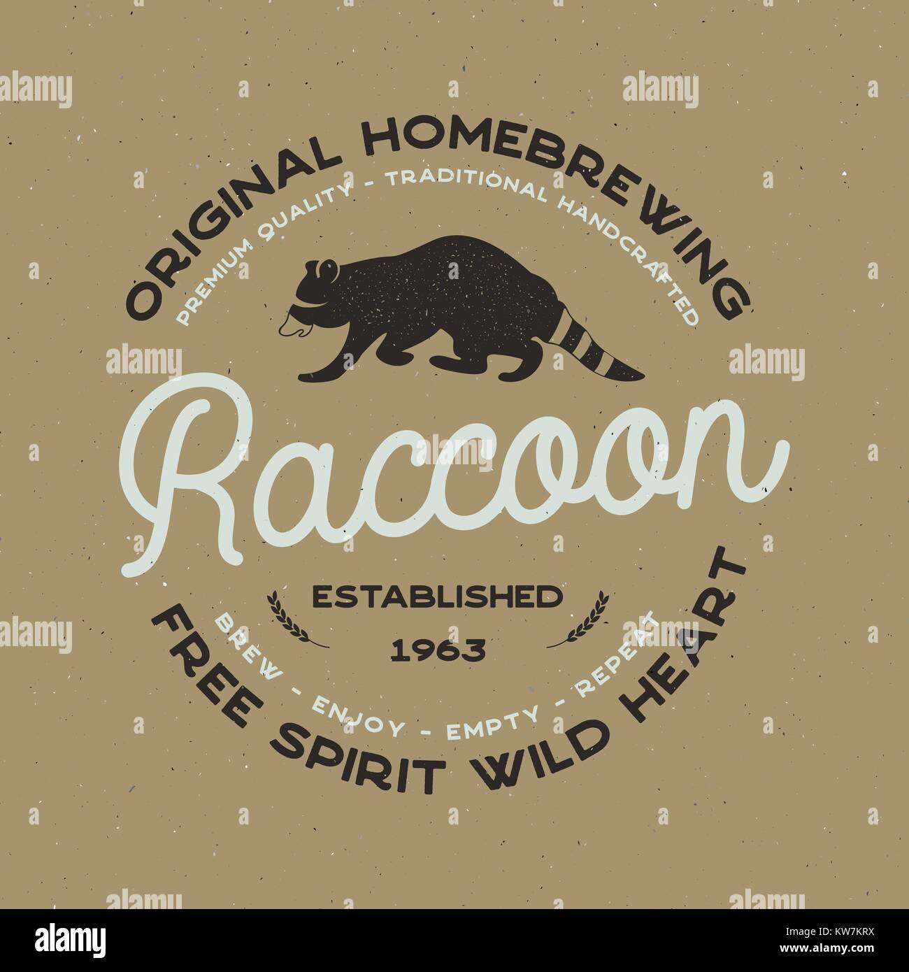 Wild animal badge with Raccoon and typography elements. Beer Logo ...