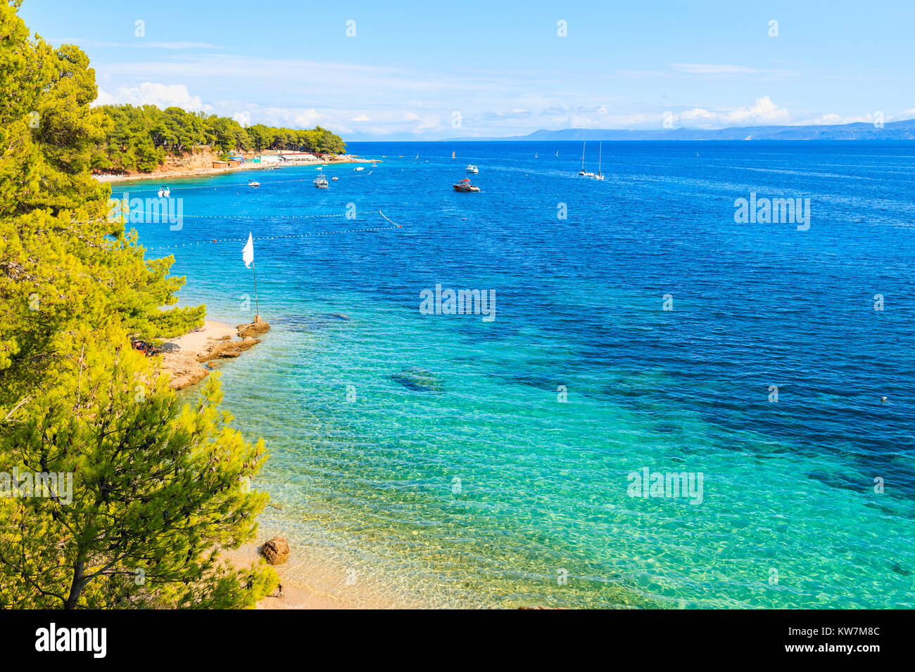 View of pier on beautiful beach in Bol town, Brac island, Croatia Stock ...