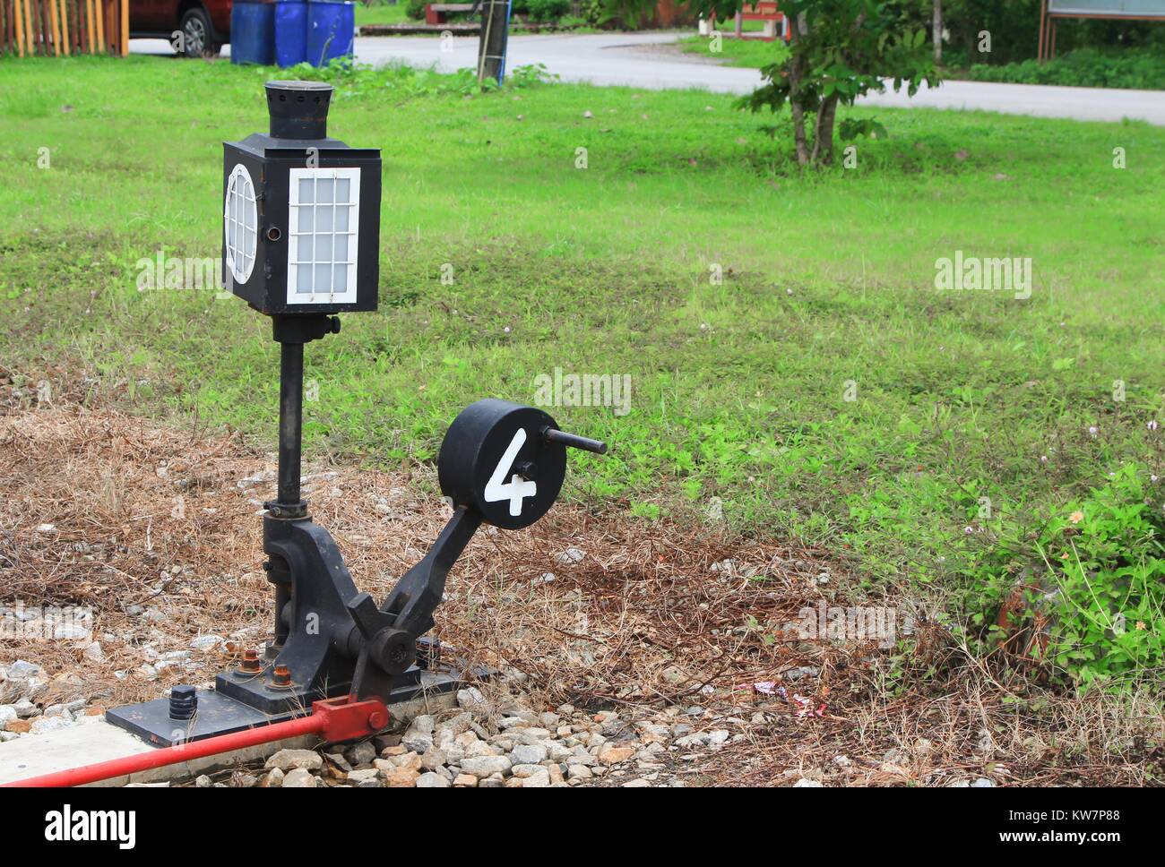 operated railroad switch and signal Stock Photo - Alamy