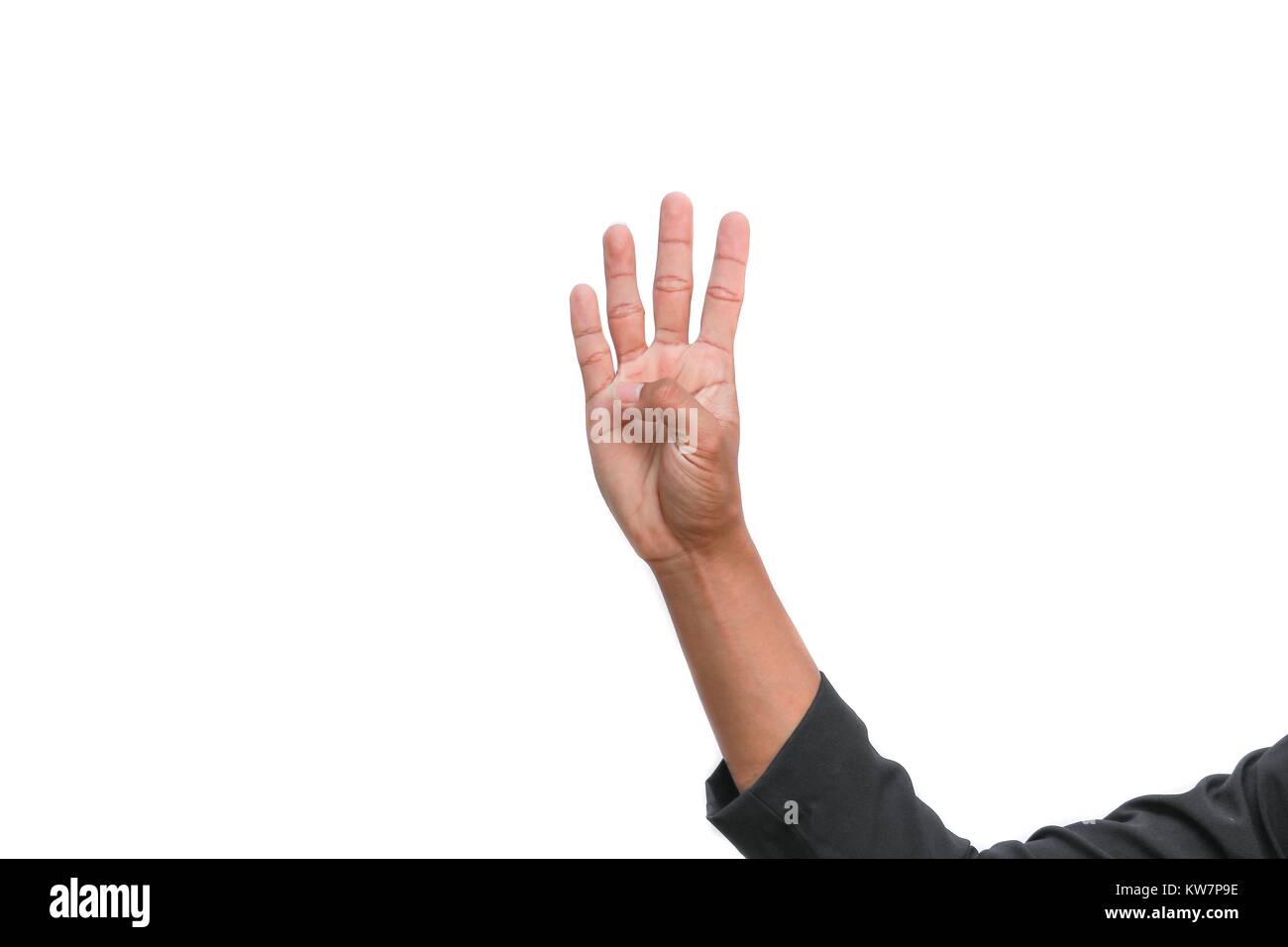 hand show counting number four on white background Stock Photo - Alamy