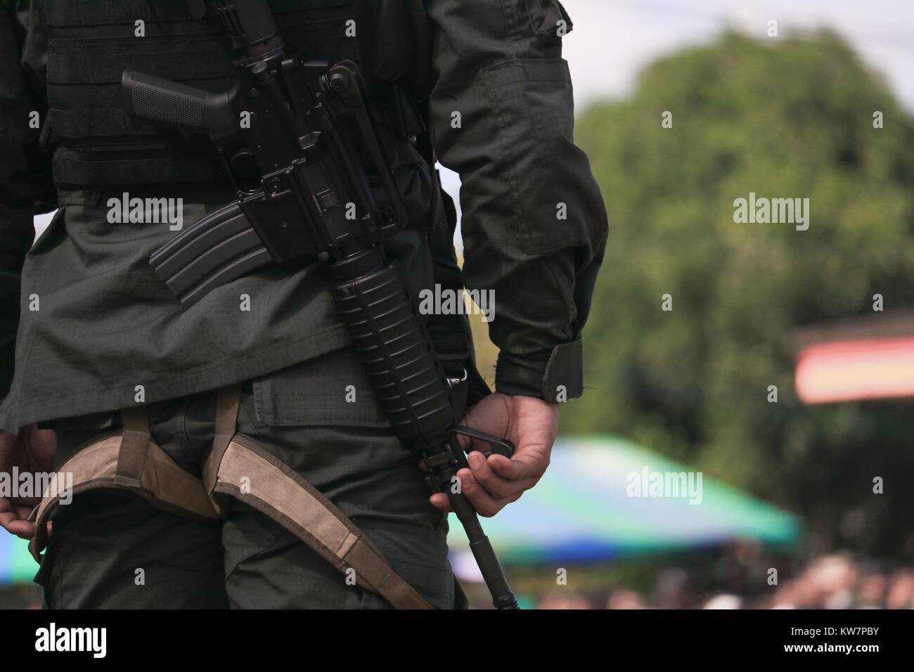 Soldier, commando standing, ready for protection Stock Photo - Alamy