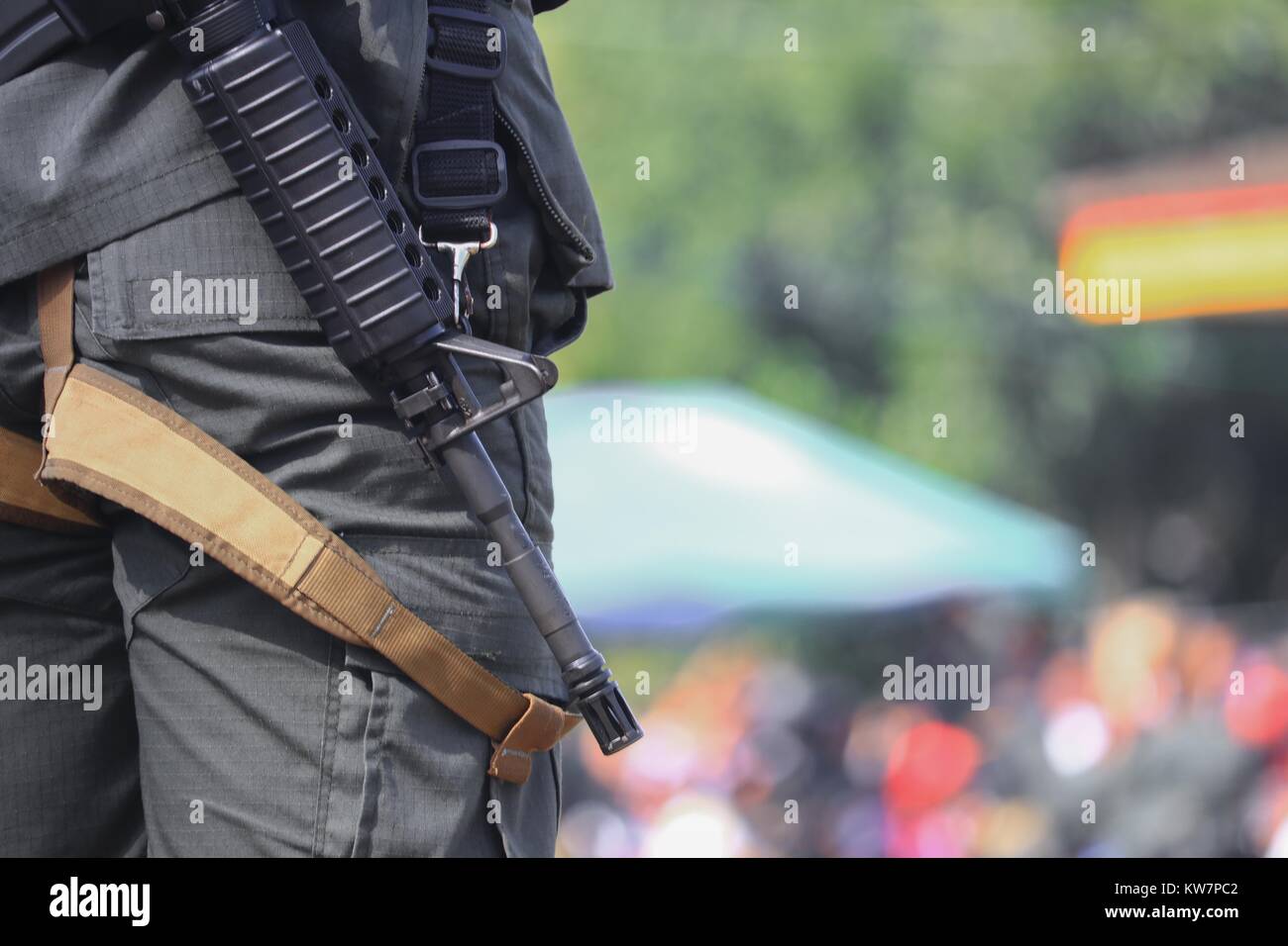 Soldier, commando standing, ready for protection Stock Photo - Alamy
