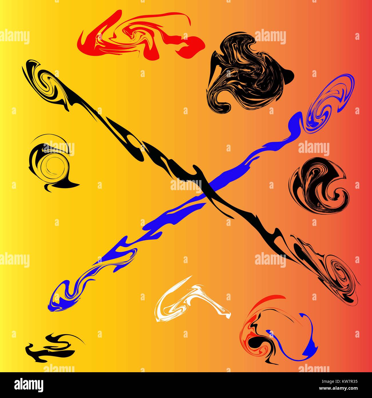 Abstract shapeless patterns of different colors with a gradient fill ...