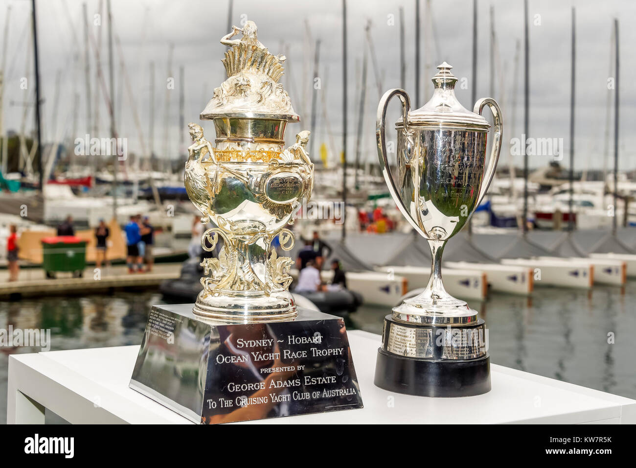The Sydney Hobart Ocean Yacht Race Trophy pictured prior to the start ...