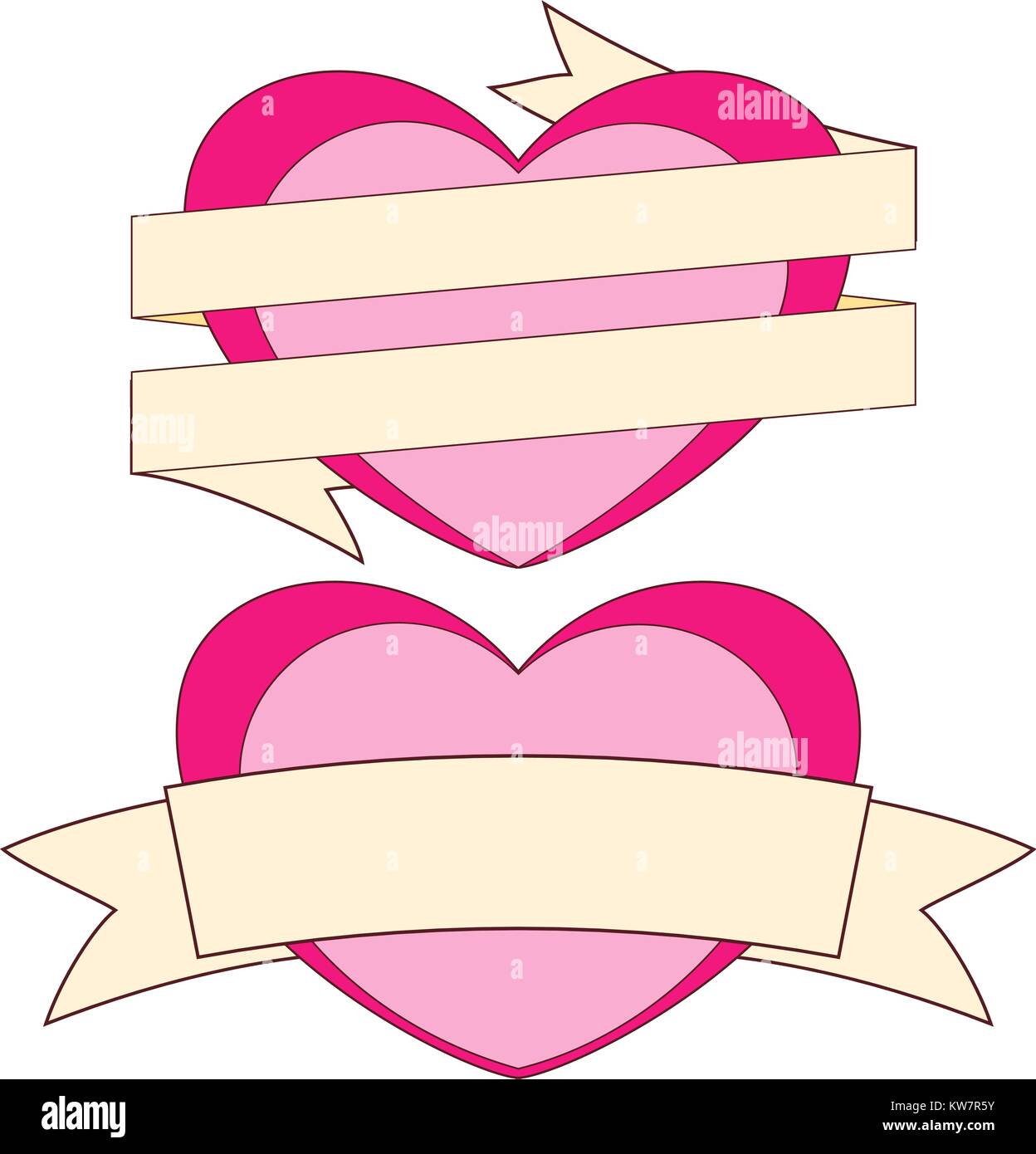 Valentine day themed colorful poster, hearts and ribbons with place for ...