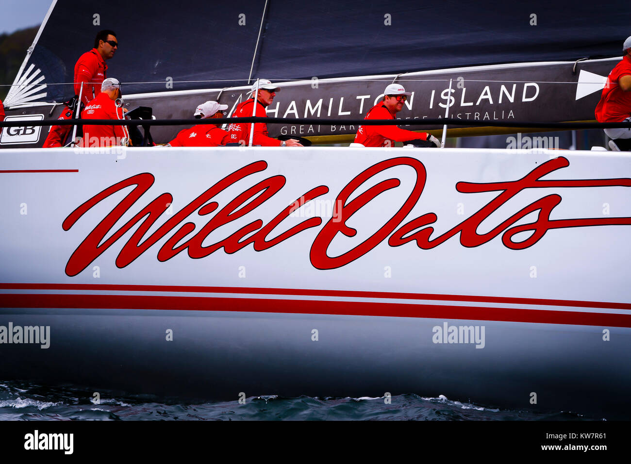 WILD OATS XI skippered by Mark Richards (L) pictured prior to the start ...