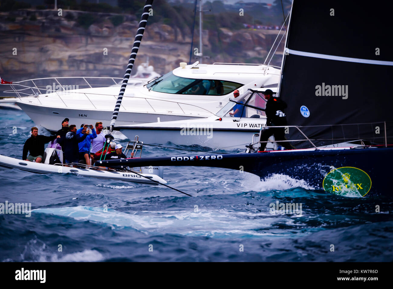 Black Jack skippered by Mark Bradford leads the fleet out of Sydney ...