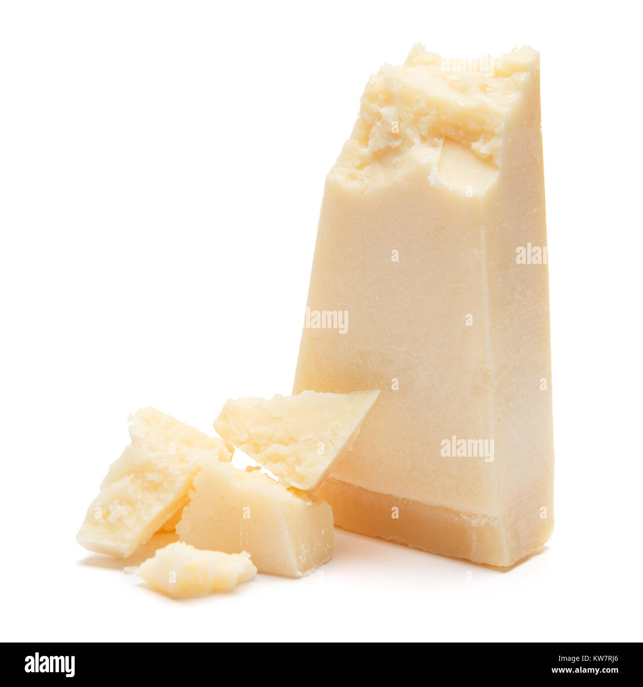 pieces of Parmesan cheese on white background Stock Photo - Alamy