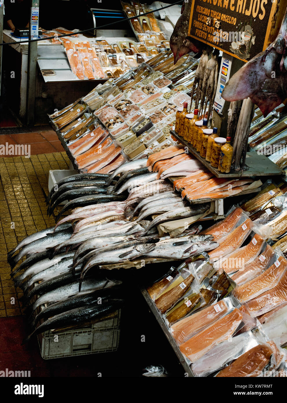 Diversity of fresh & dried fish and seafood at Angelmo Fish Market ...