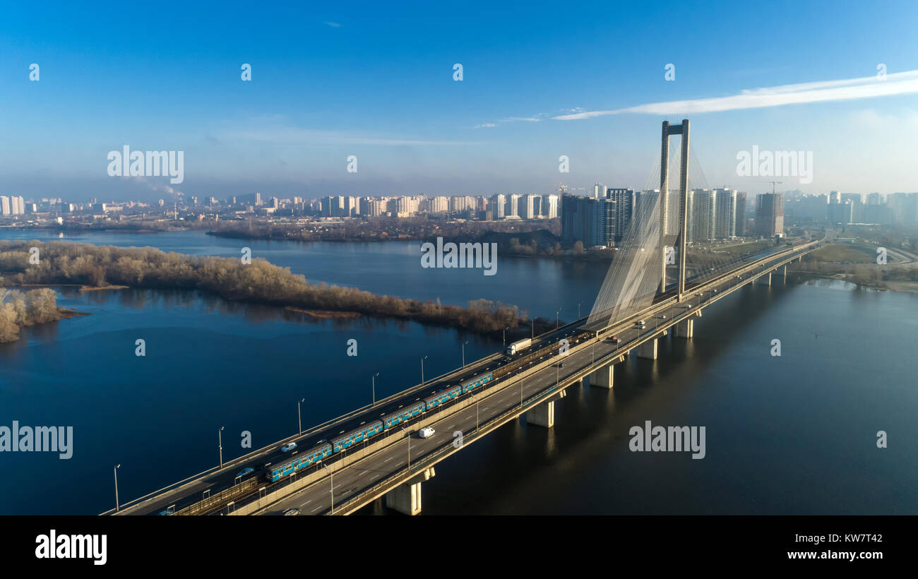 Aerial view of the South Bridge. Aerial view of South subway cable ...