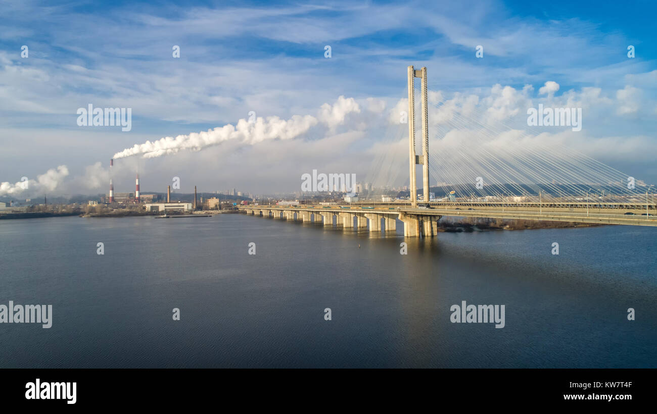 Aerial view of the South Bridge. Aerial view of South subway cable ...