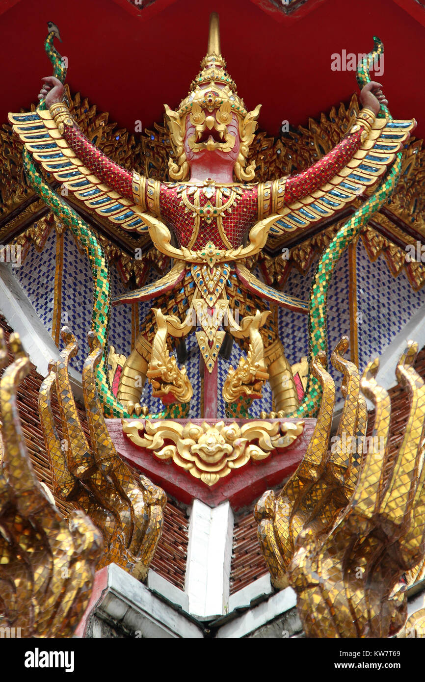 Garuda on the wall of temple in wat Hualampong, bangkok, Thailand Stock ...