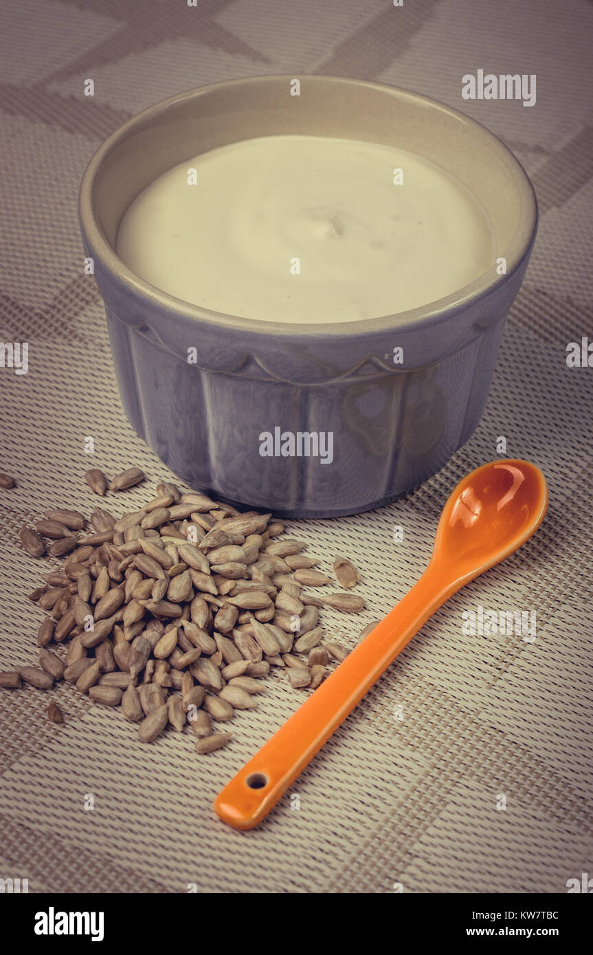 Sweat milk with sunflower seeds Stock Photo - Alamy