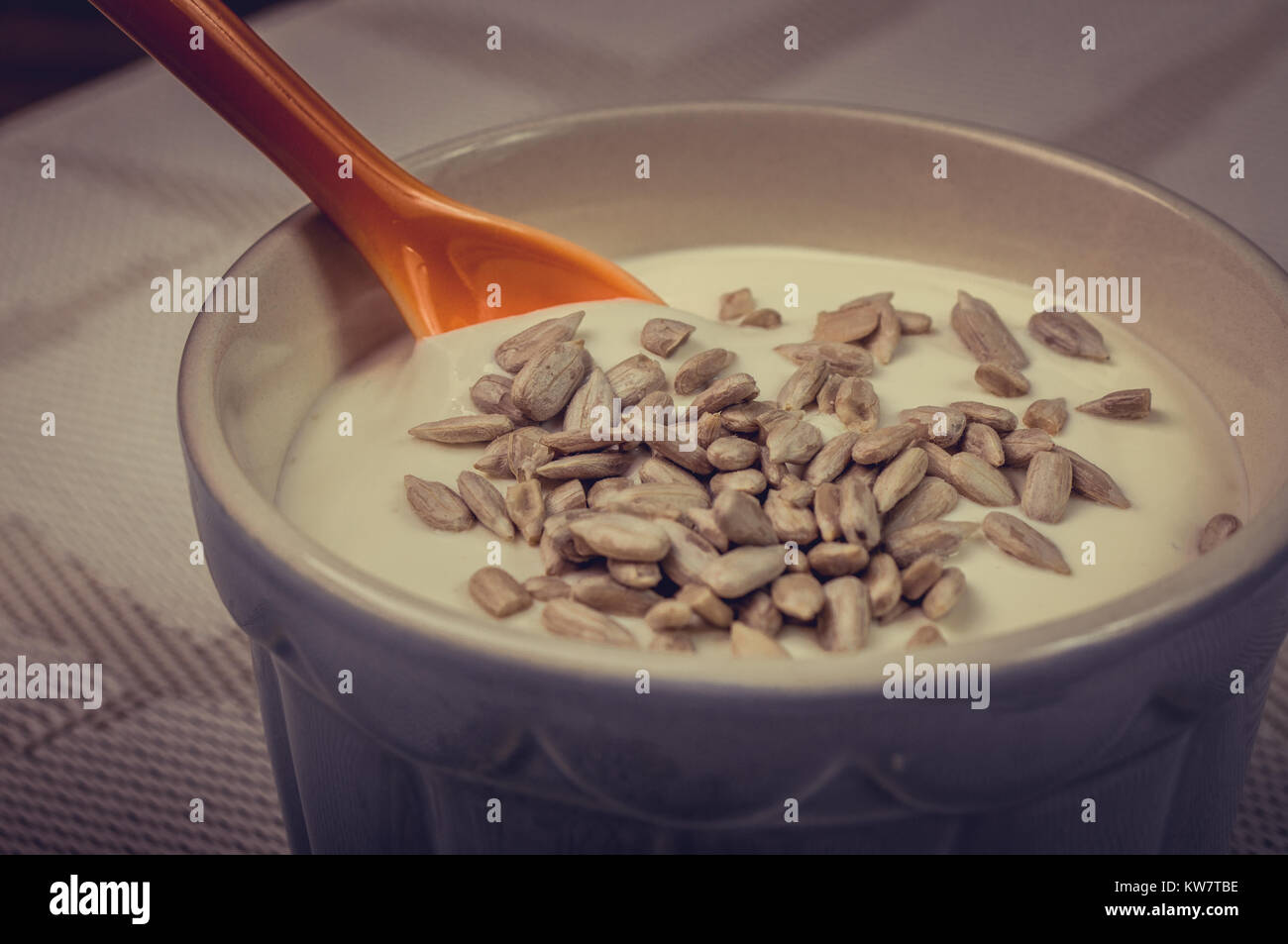 Sweat milk with sunflower seeds Stock Photo - Alamy