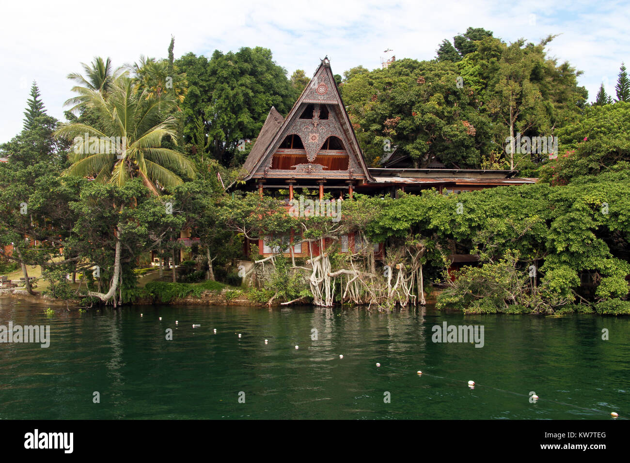 Traditional batak house on the Samosir island, Indonesia Stock Photo ...