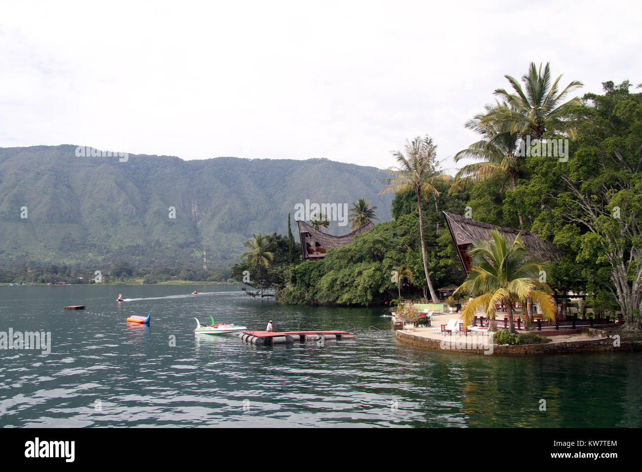 Pier on the Samosir island, Indonesia Stock Photo - Alamy