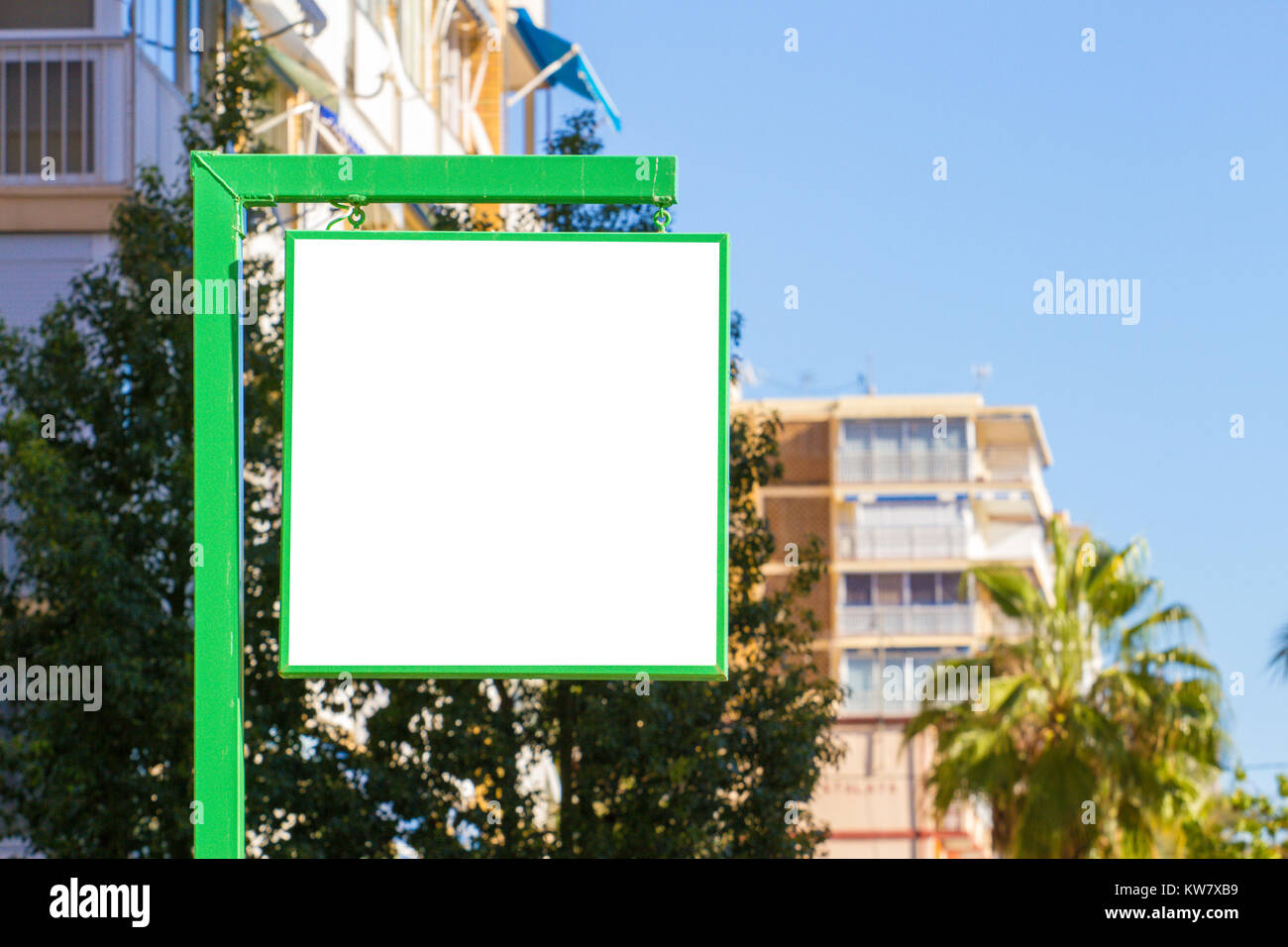 Rectangular shape mock up outdoors. Signboard of store, shop, bar or ...