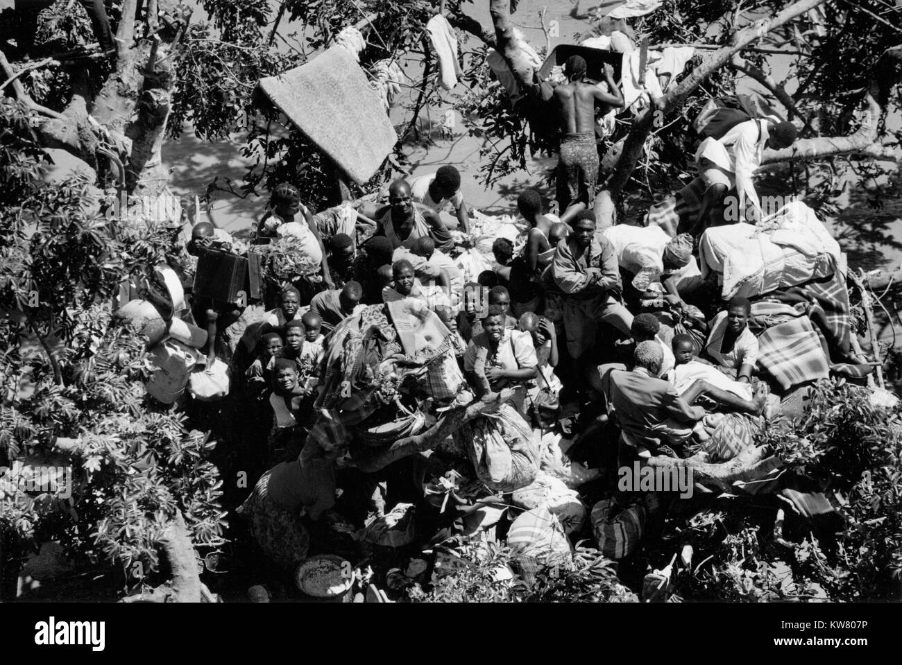 Floods in Mozambique, March 2000; A South African Air Force helicopter ...
