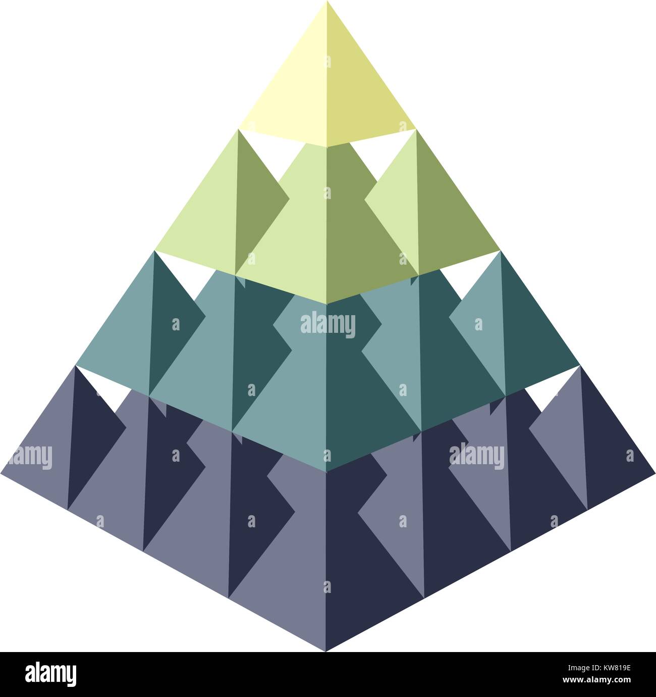 Stack of colored pyramids that makes another pyramid. Abstract ...