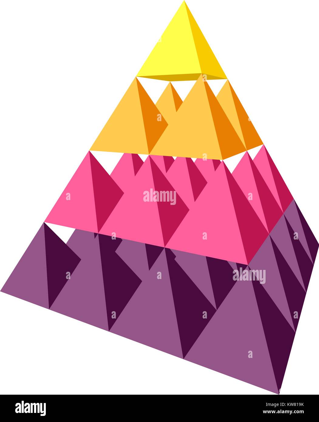 Stack of colored pyramids that makes another pyramid. Abstract ...