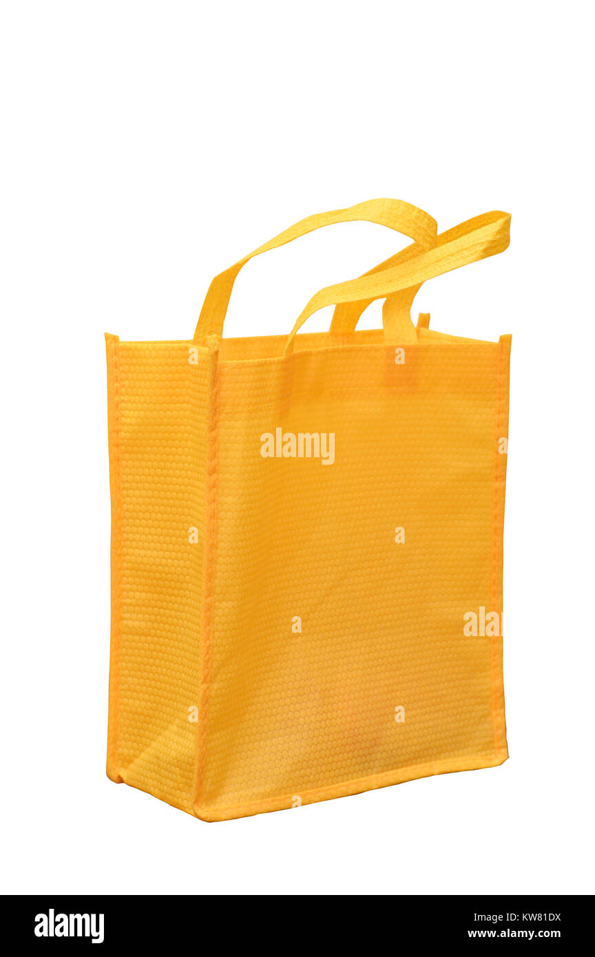 yellow cloth bag on white background Stock Photo - Alamy