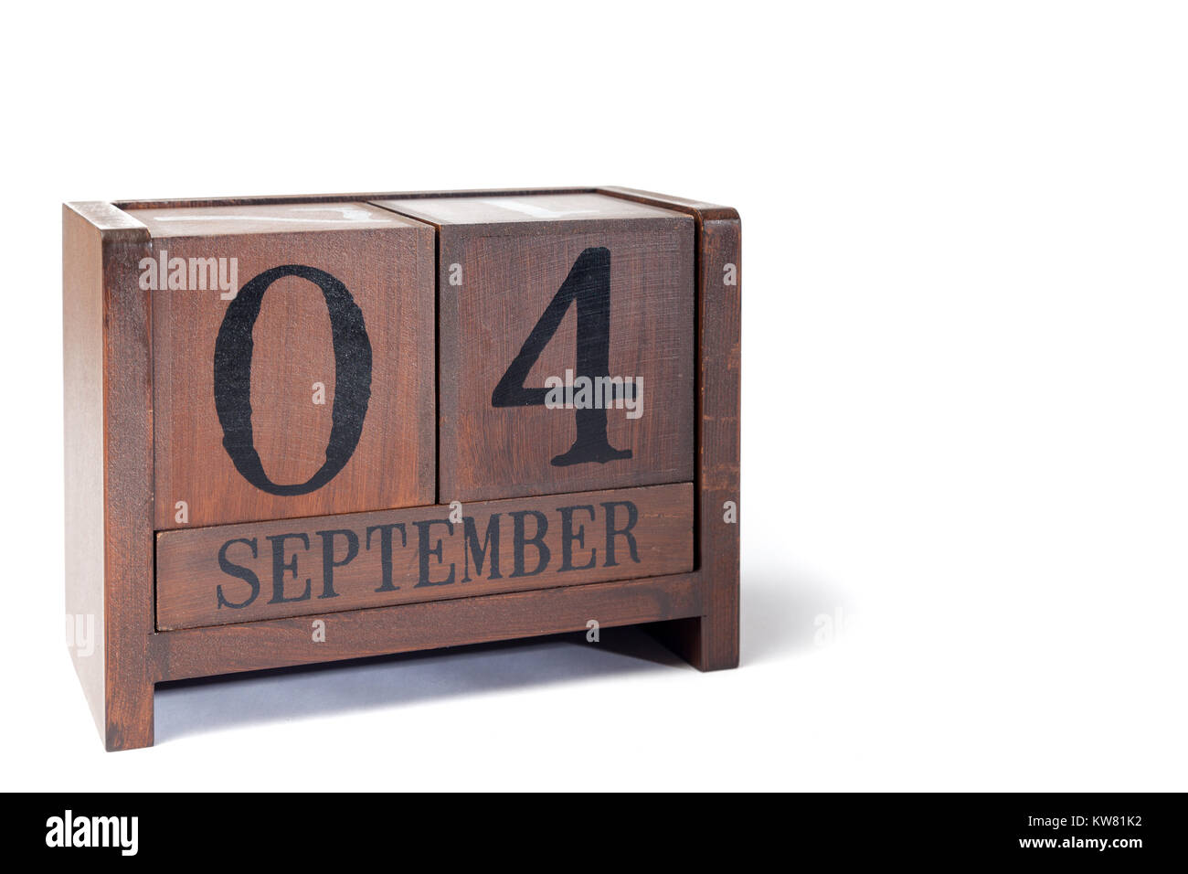 Wooden Perpetual Calendar set to September 4th Stock Photo - Alamy