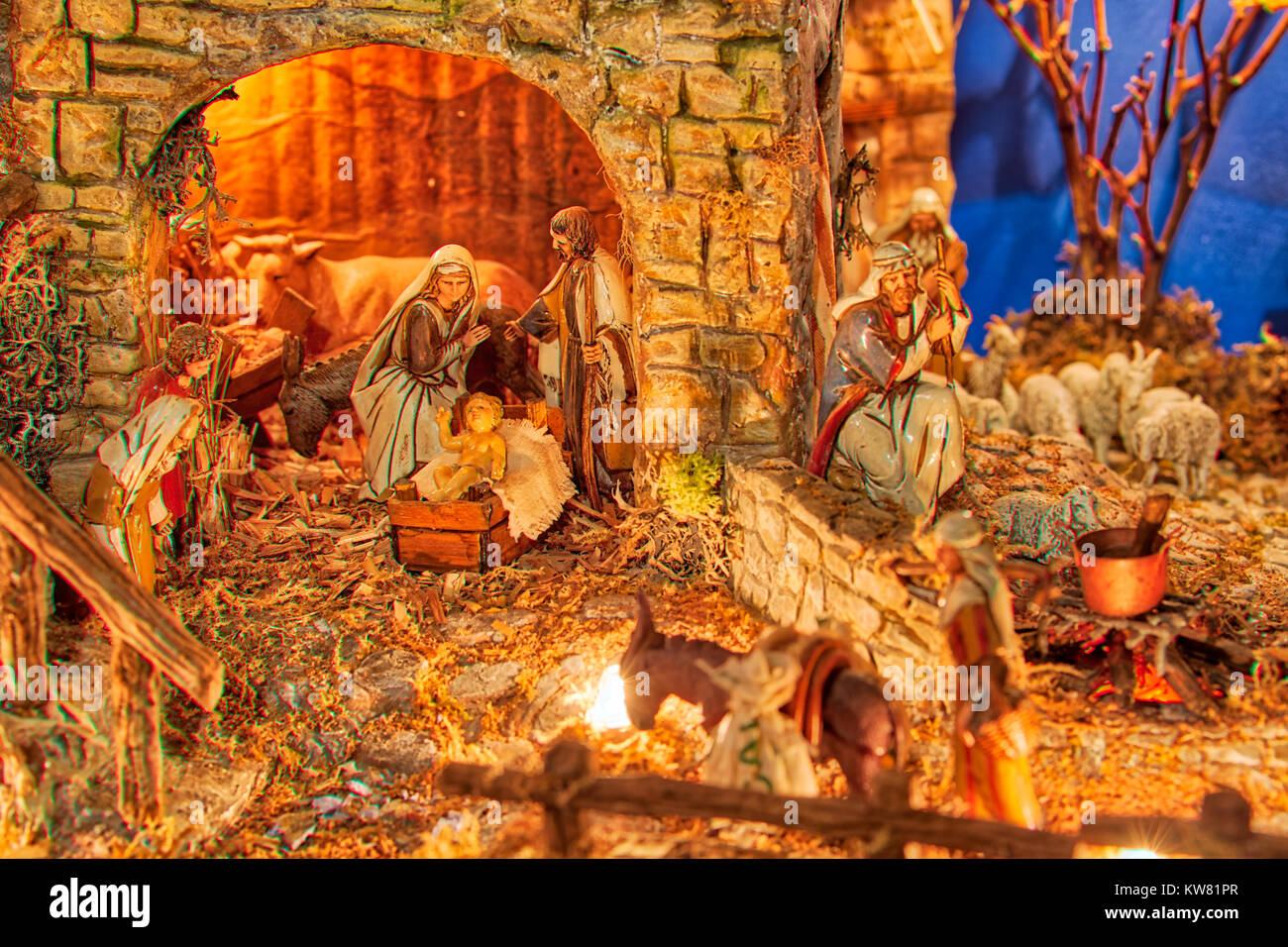 The Holy Family in typical Christmas Nativity Scene Stock Photo - Alamy