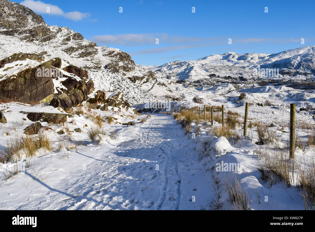 Snowy walk to Stwlan Dam Stock Photo - Alamy