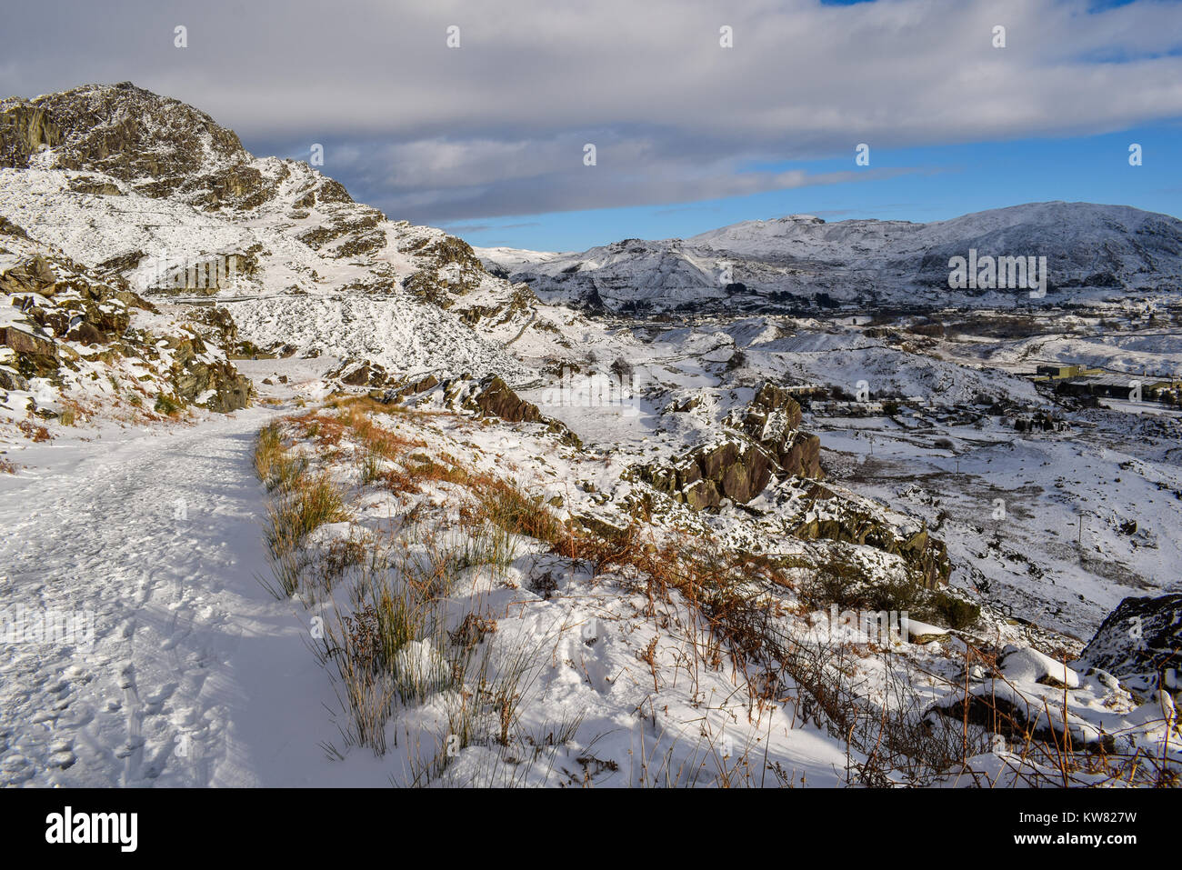 Snowy walk to Stwlan Dam Stock Photo - Alamy