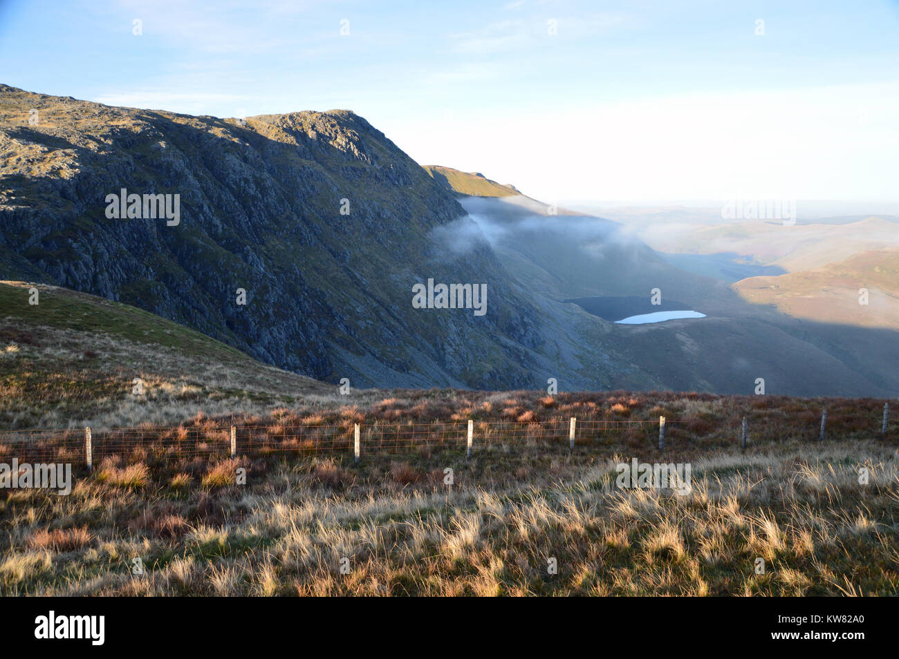 The Summit of the Welsh Mountain Aran Fawddwy and the Lake Creiglyn ...