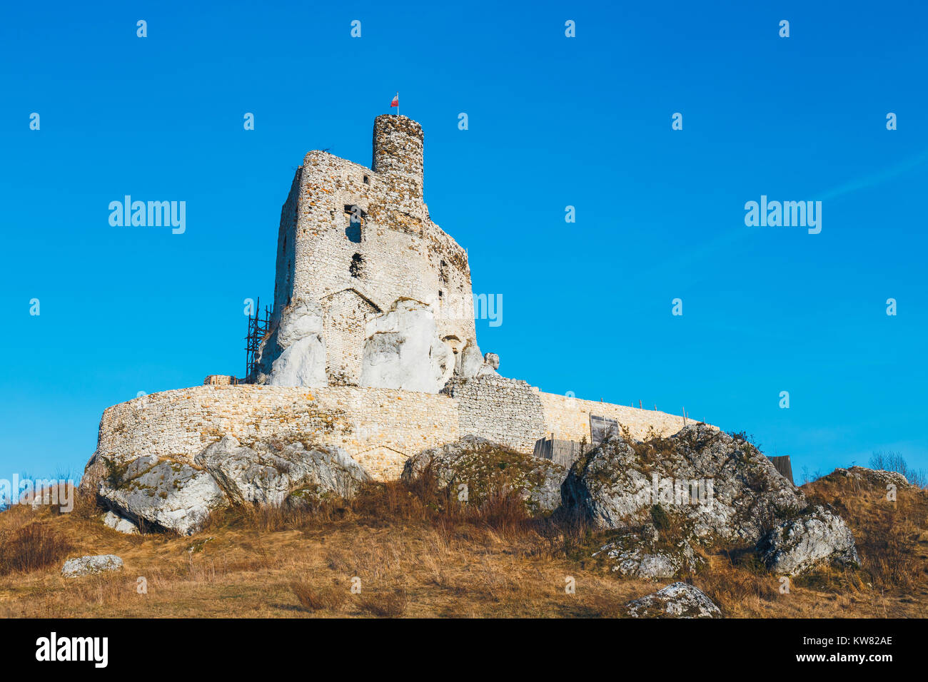 Ruins of medieval castle in Mirow, Poland Stock Photo - Alamy