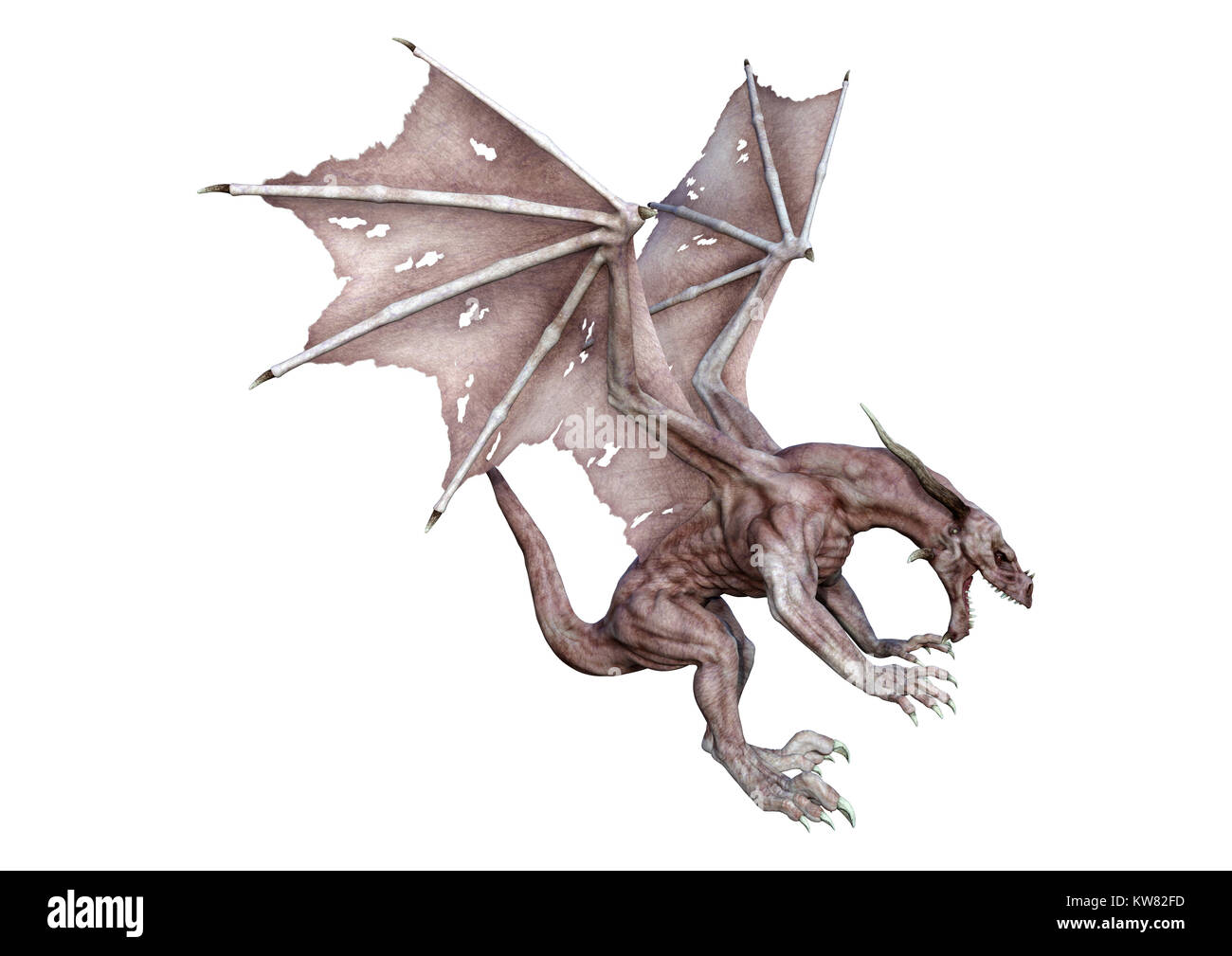 3D rendering of a fantasy vampire dragon isolated on white background ...