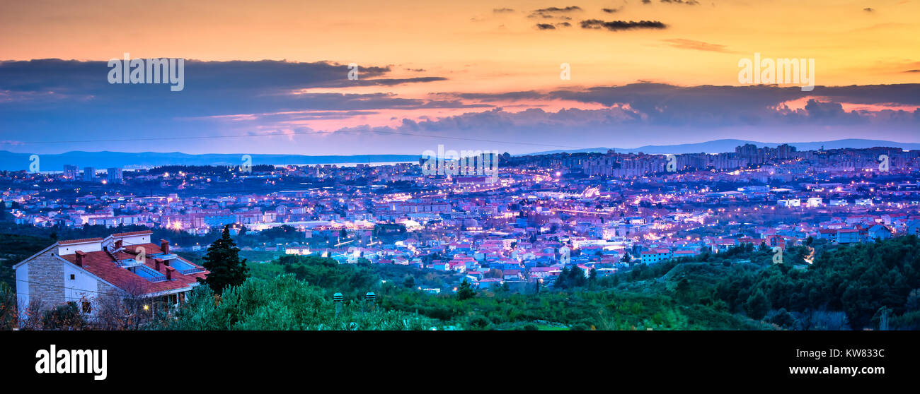 Sunset panorama of Split cityscape in Croatia, second largest town view ...