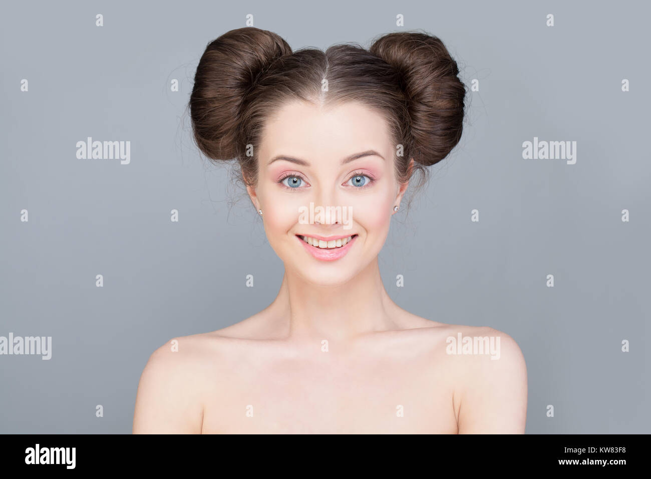 Young Fashion Model Smiling. Portrait of Cute Woman Stock Photo - Alamy