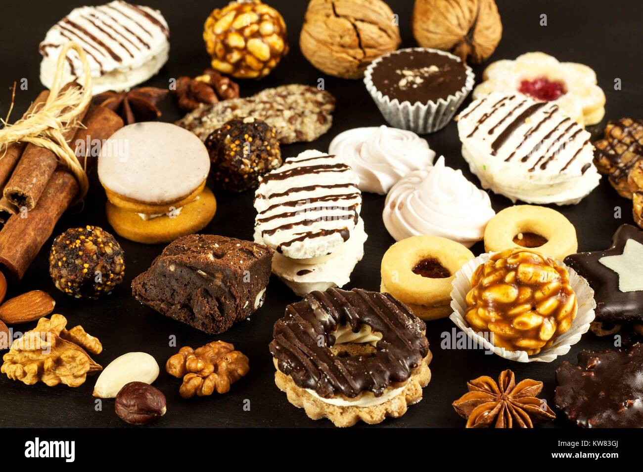 Home cookies on a dining table. Unhealthy sweet food. Dangers of ...