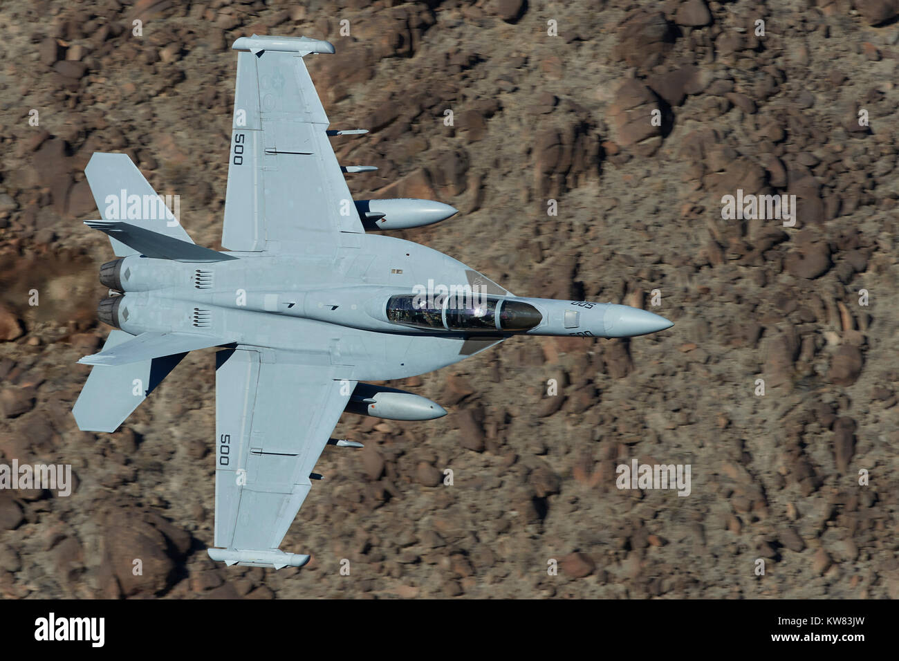 US Navy EA-18G Growler Electronic Warfare Aircraft Flying At Low Level ...