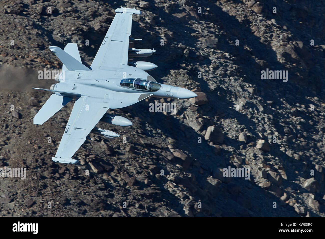 US Navy EA-18G Growler Electronic Warfare Aircraft Flying At Low Level ...