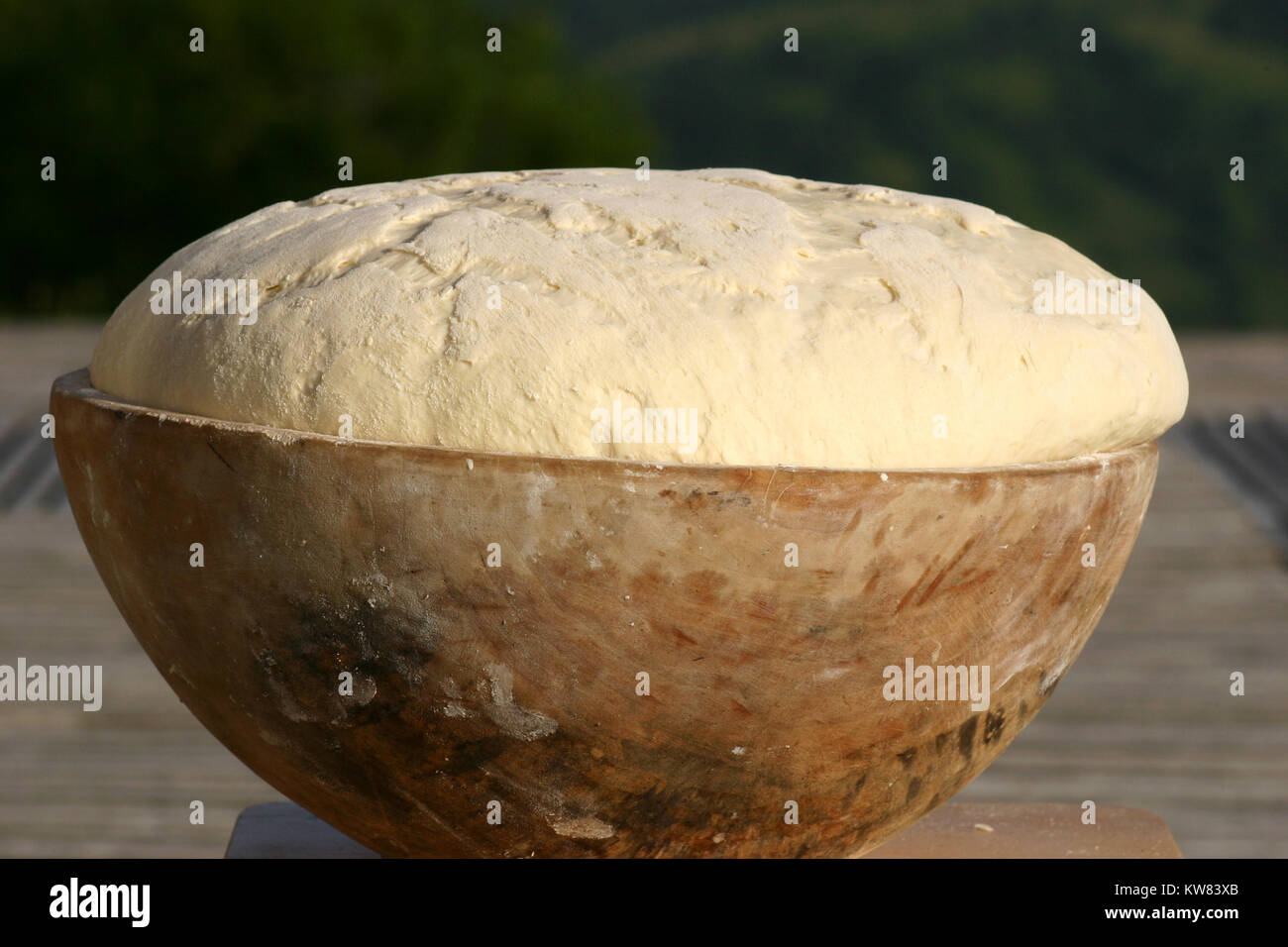 Bread dough left to rise outside in the heat Stock Photo - Alamy