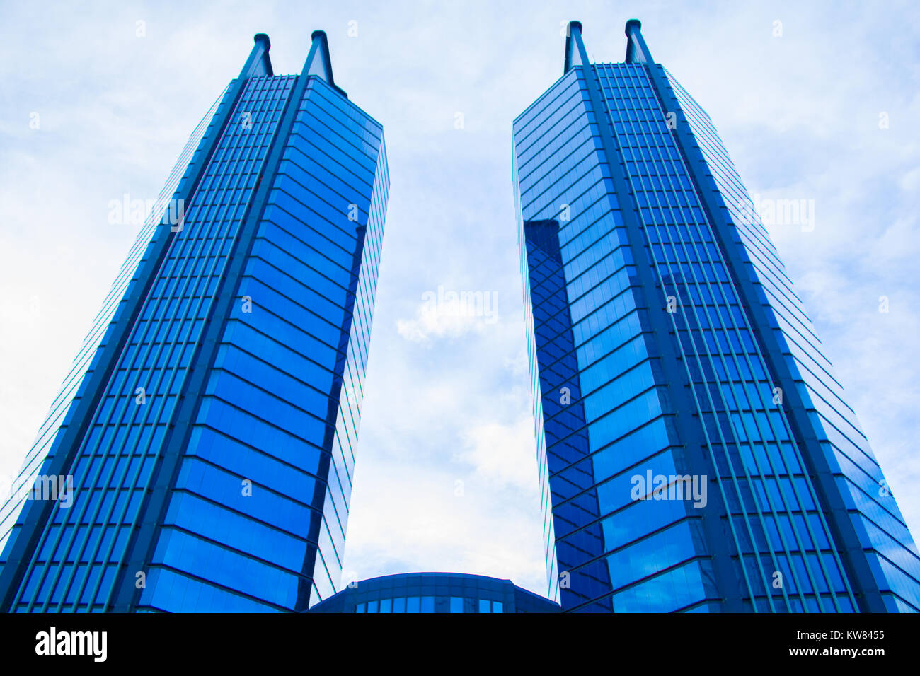 two skyscrape tower on sky background Stock Photo - Alamy