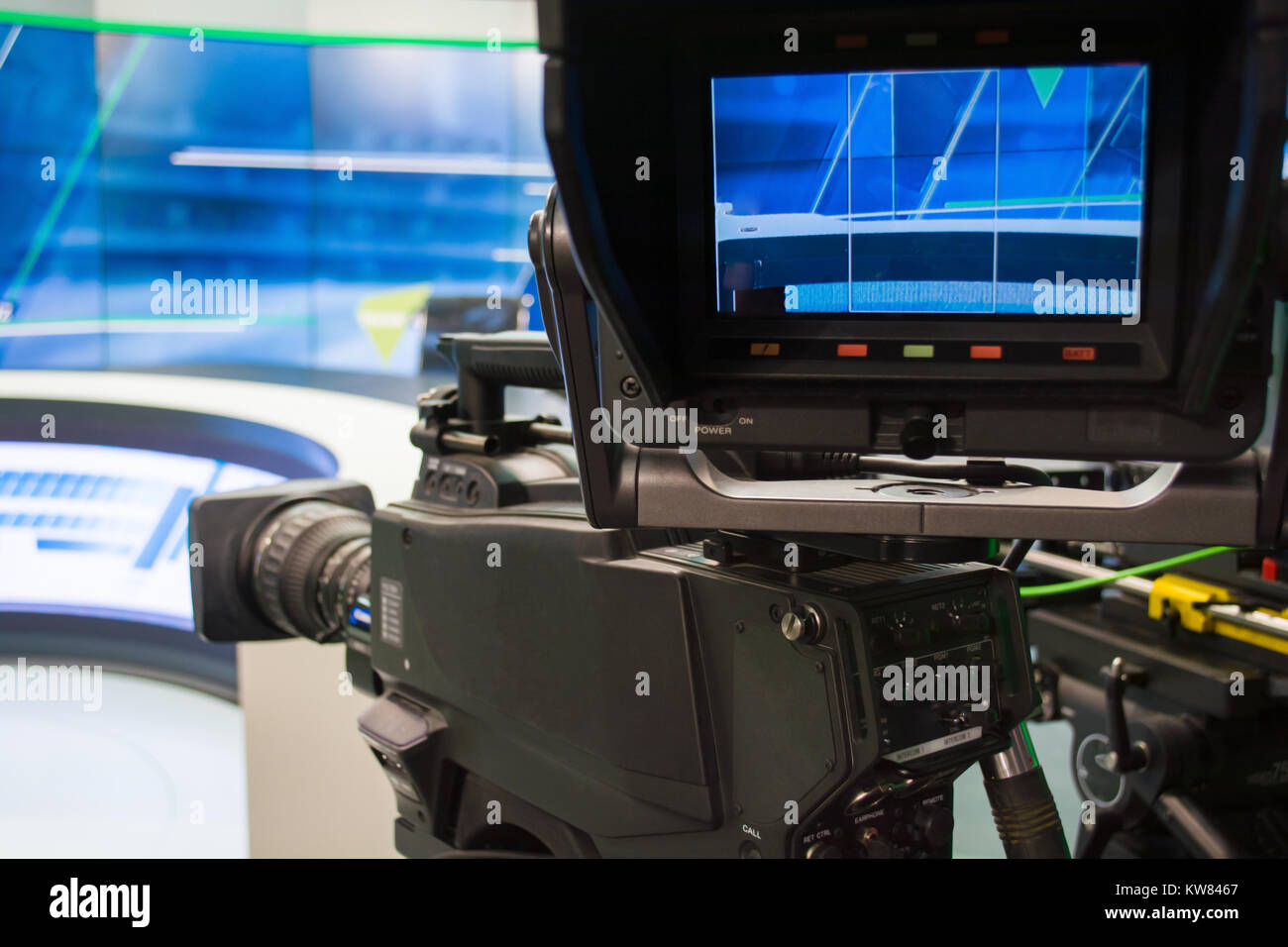 tv news studio with camera and lights Stock Photo - Alamy