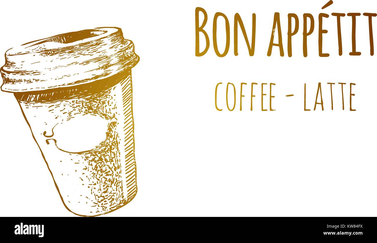 Hand drawn sketch vintage coffee. Food sketch and kitchen doodle. Can ...
